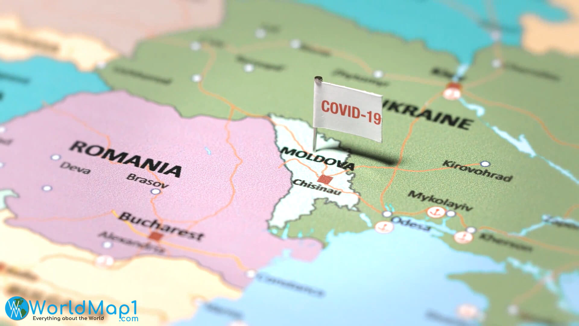 Moldova Free Printable Map with Ukraine Border