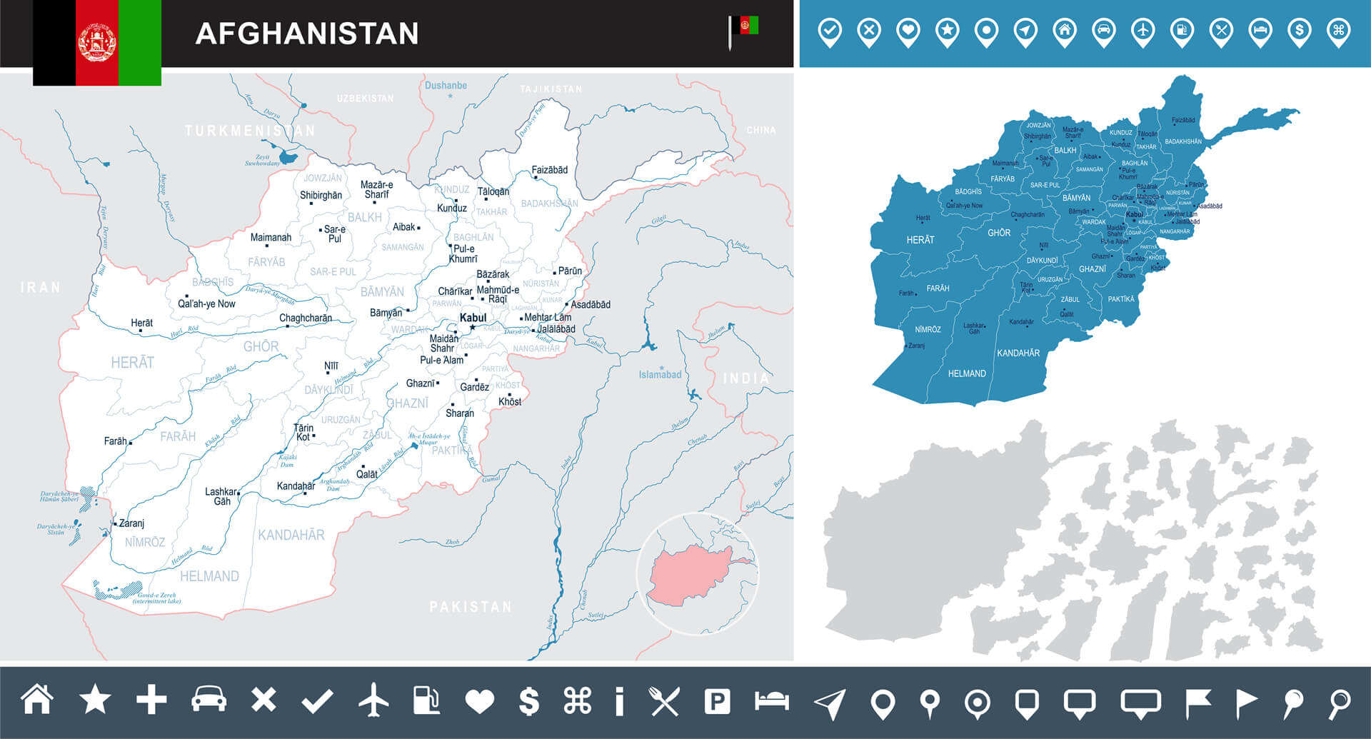 Afghanistan Map and Afghanistan Satellite Images