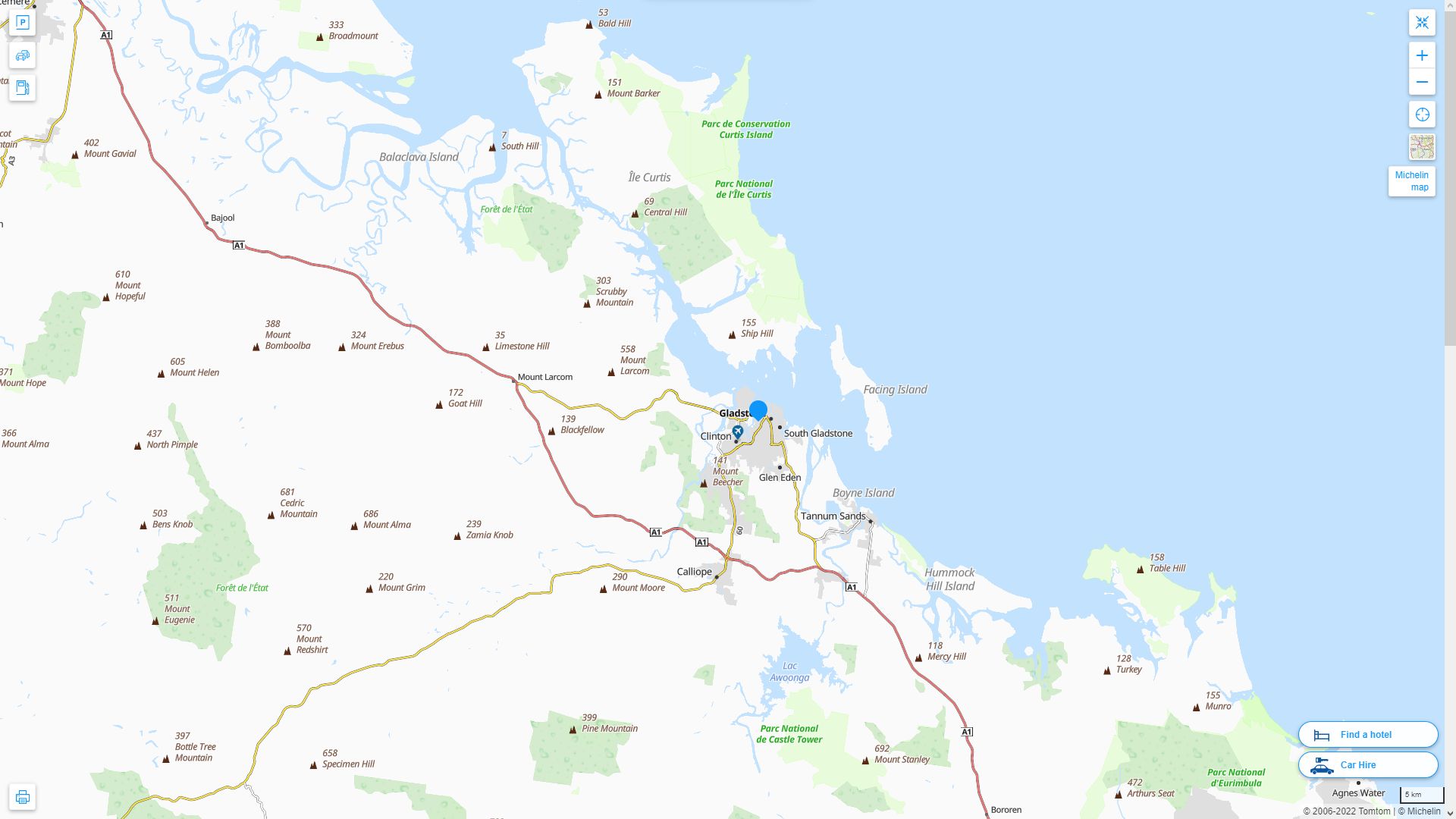 Gladstone Map and Gladstone Satellite Images