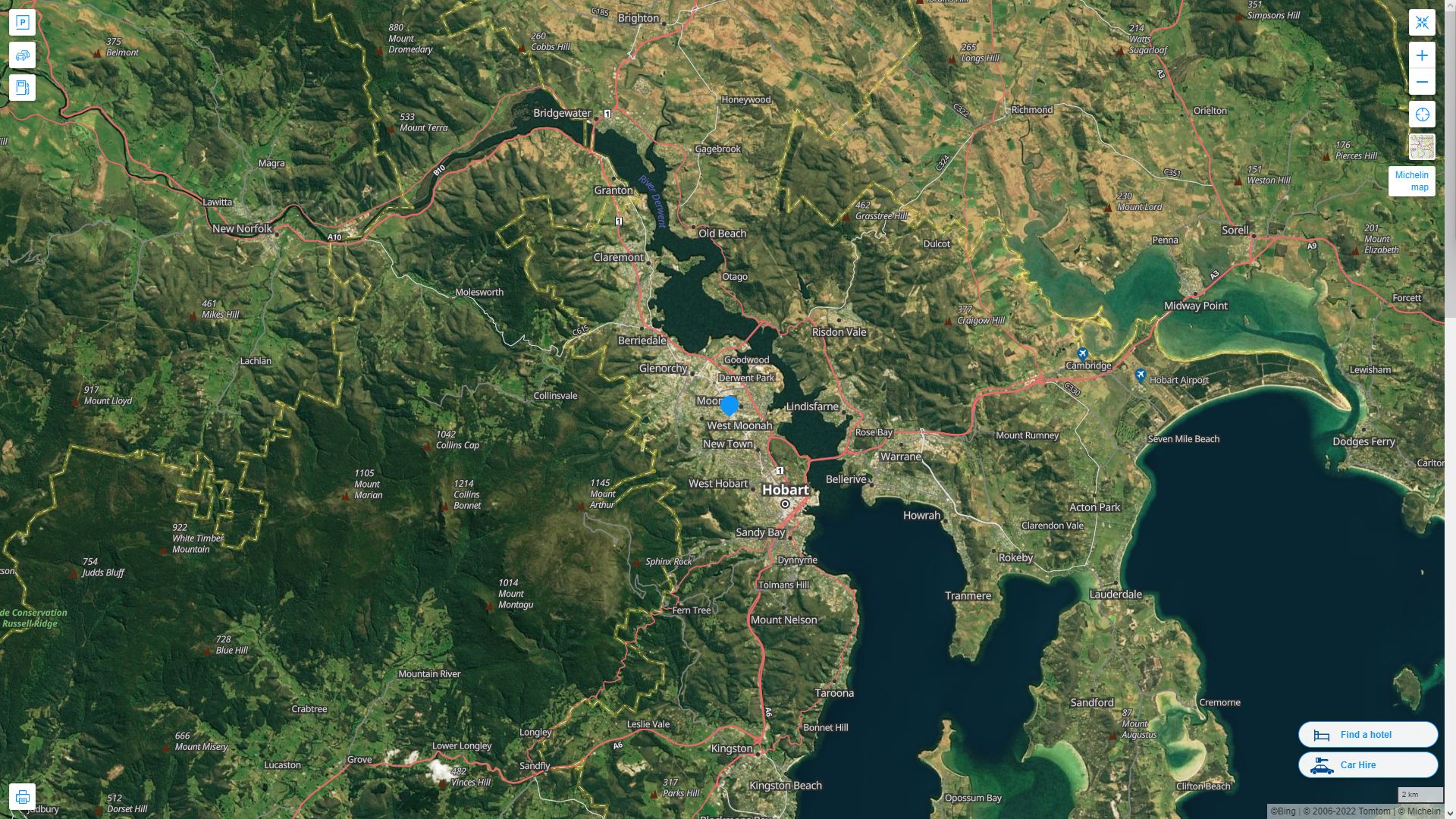 Hobart Map and Hobart Satellite Images