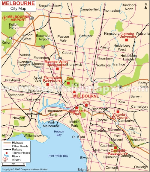 Melbourne Map and Melbourne Satellite Image