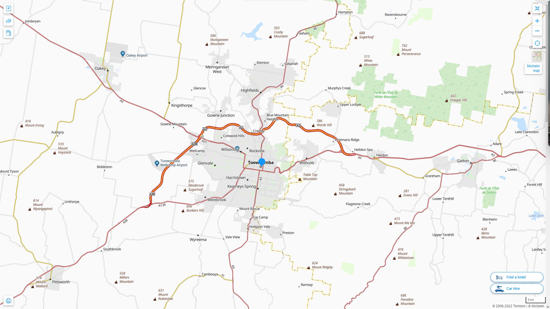 Toowoomba Map and Toowoomba Satellite Images