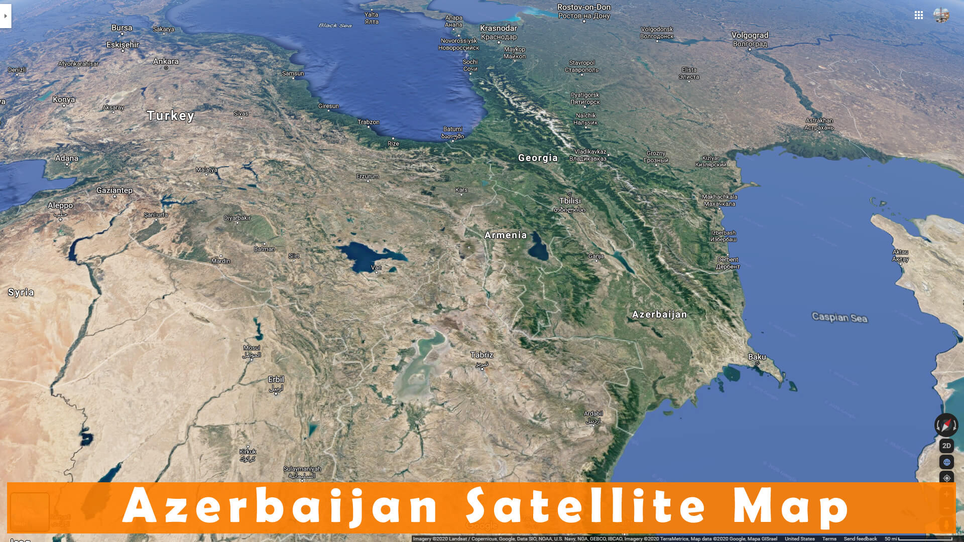 Azerbaijan Map and Azerbaijan Satellite Image