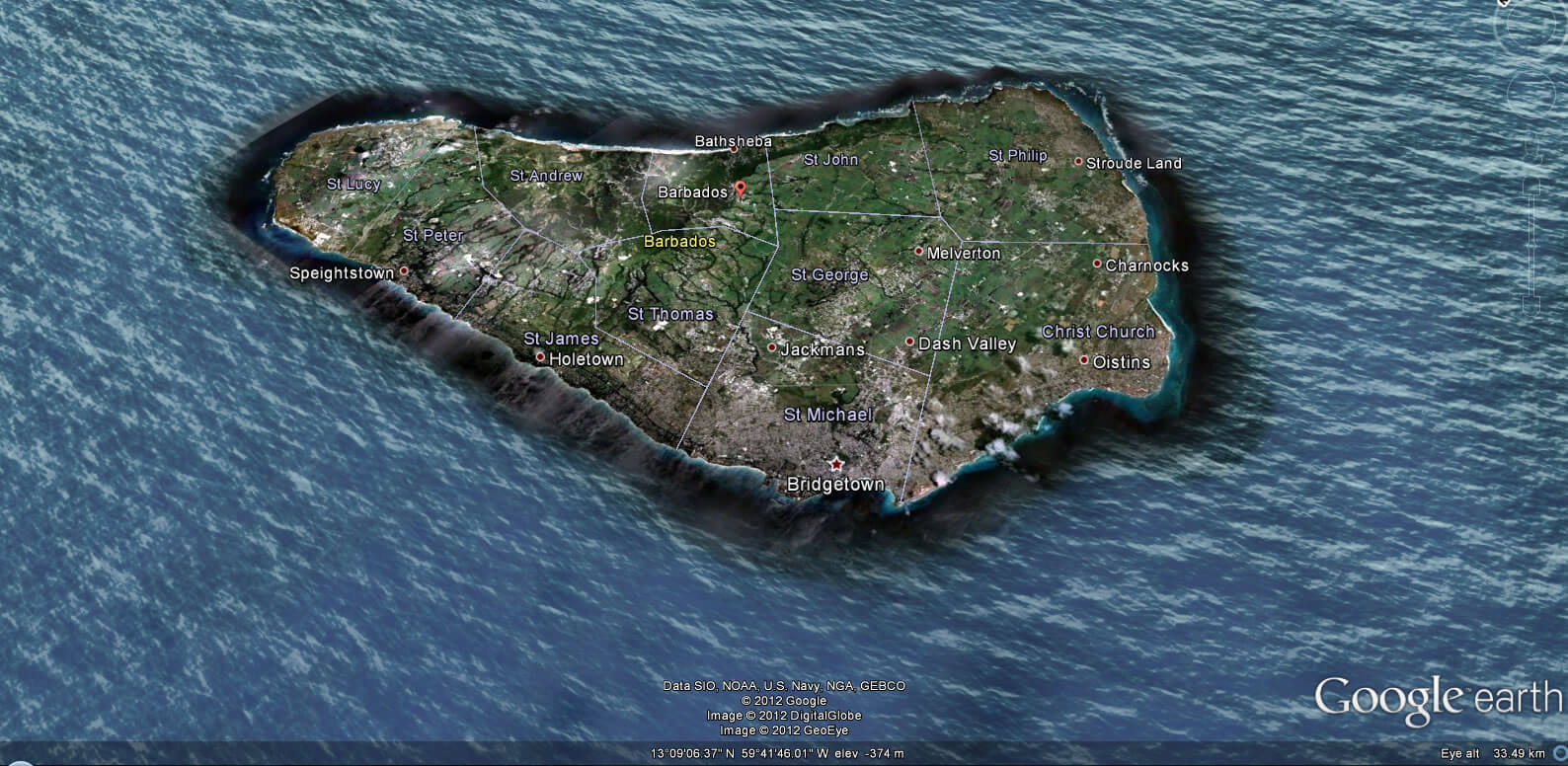 Barbados Map and Barbados Satellite Images