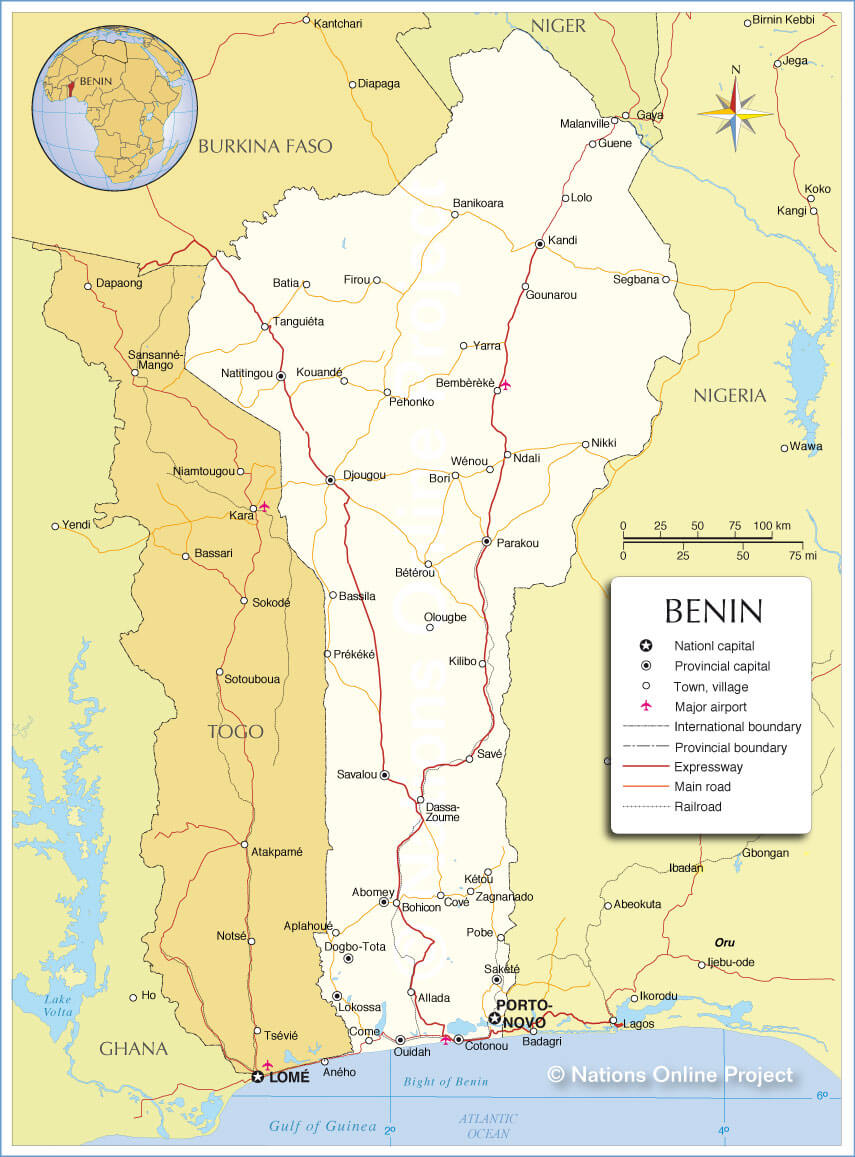 Benin Map and Benin Satellite Images