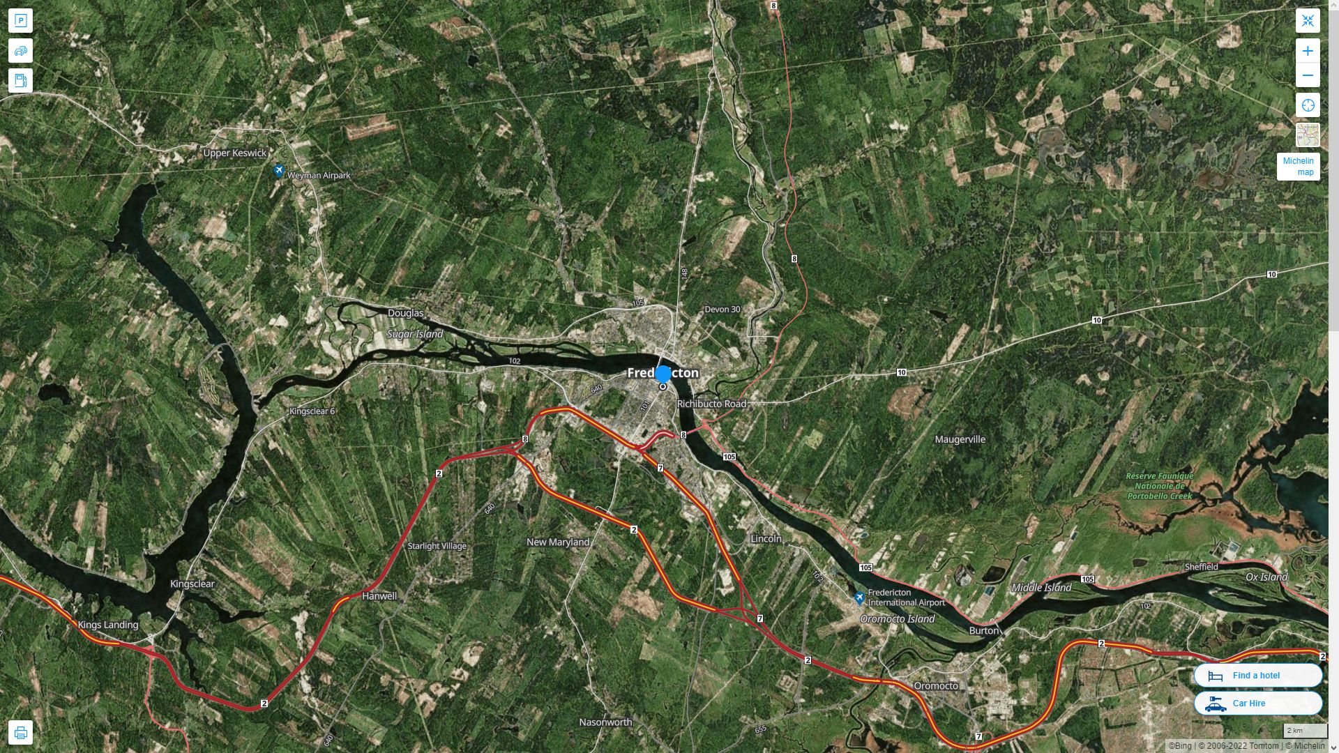 Fredericton Map and Fredericton Satellite Images