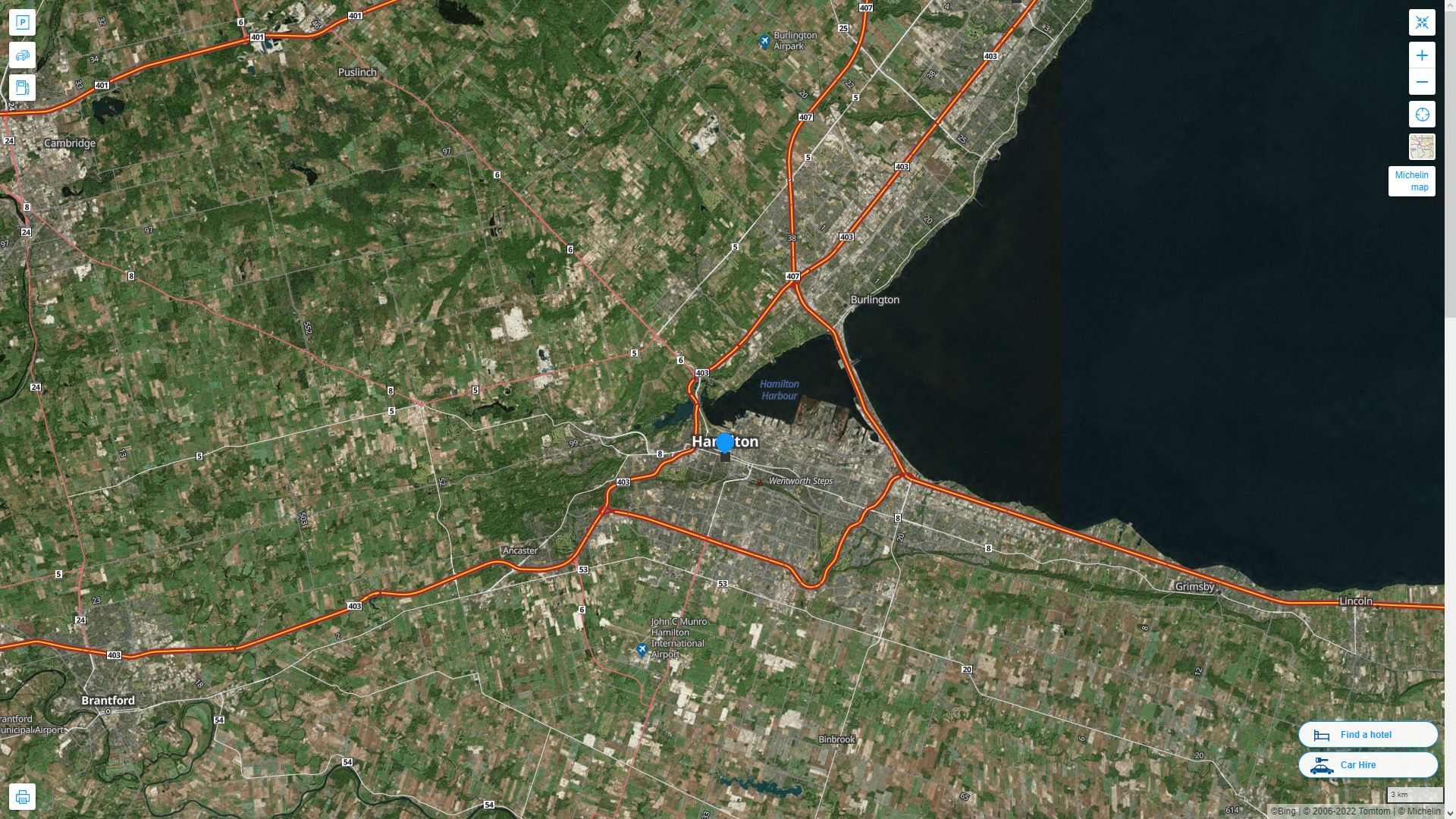 Hamilton Map and Hamilton Satellite Image