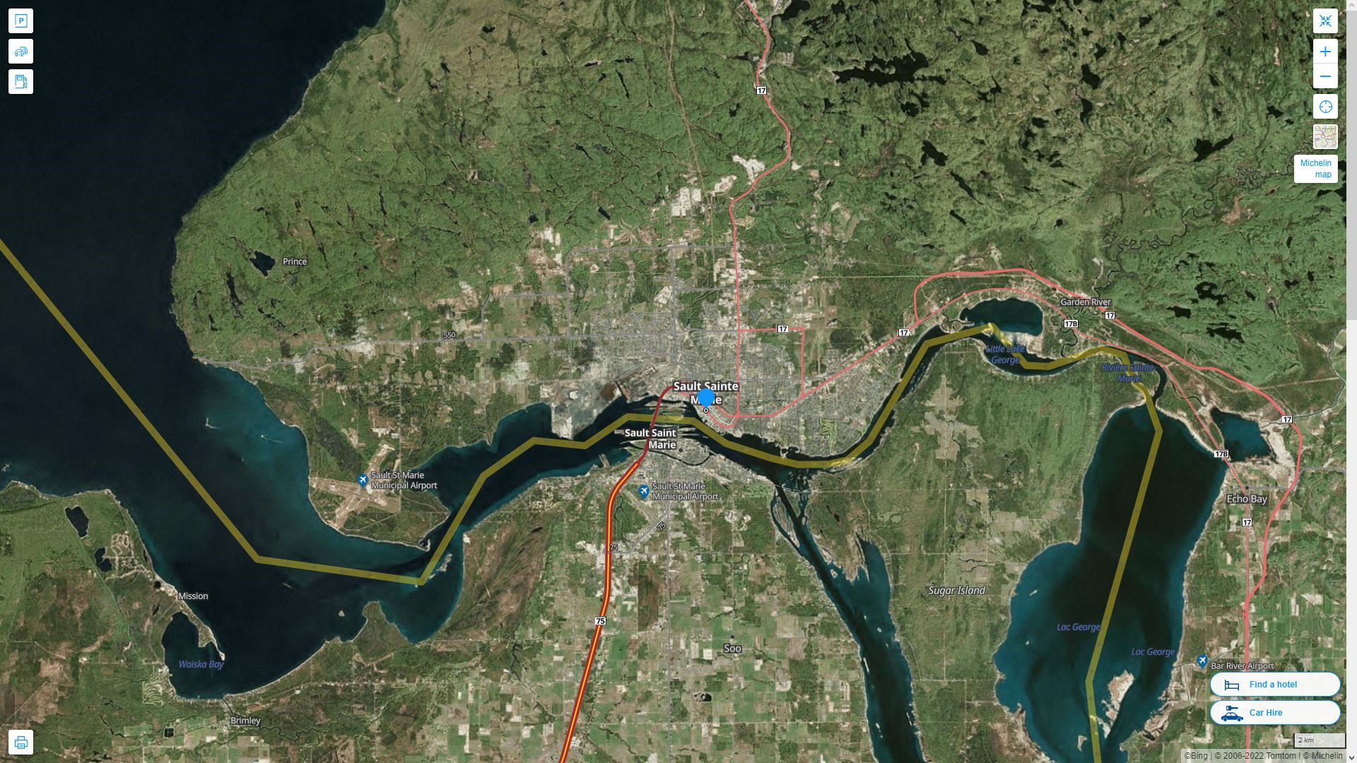 Sault Ste. Marie Map and Sault Ste. Marie Satellite Images
