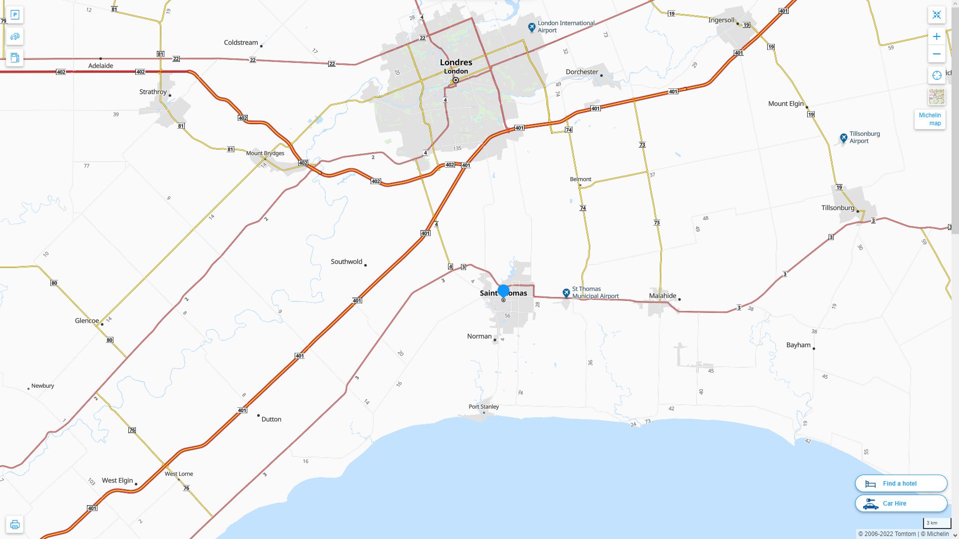 St. Thomas Map - Canada