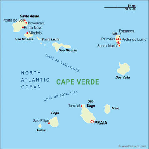 Cape Verde Map and Cape Verde Satellite Image