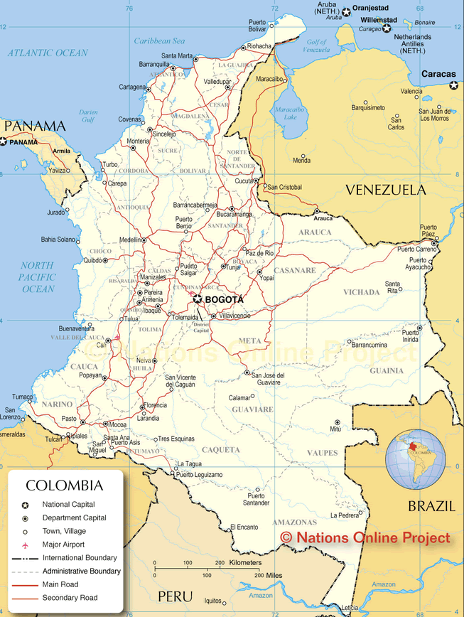 Colombia Map and Colombia Satellite Images