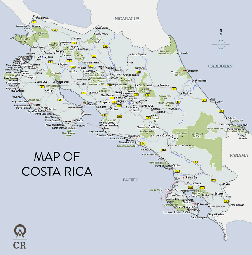 Costa Rica Map - Costa Rica