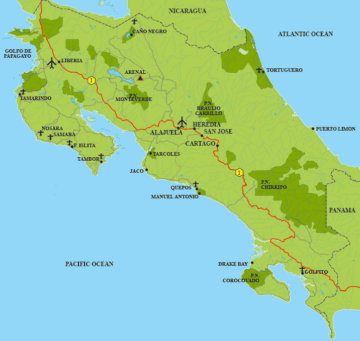 Costa Rica Map - Costa Rica