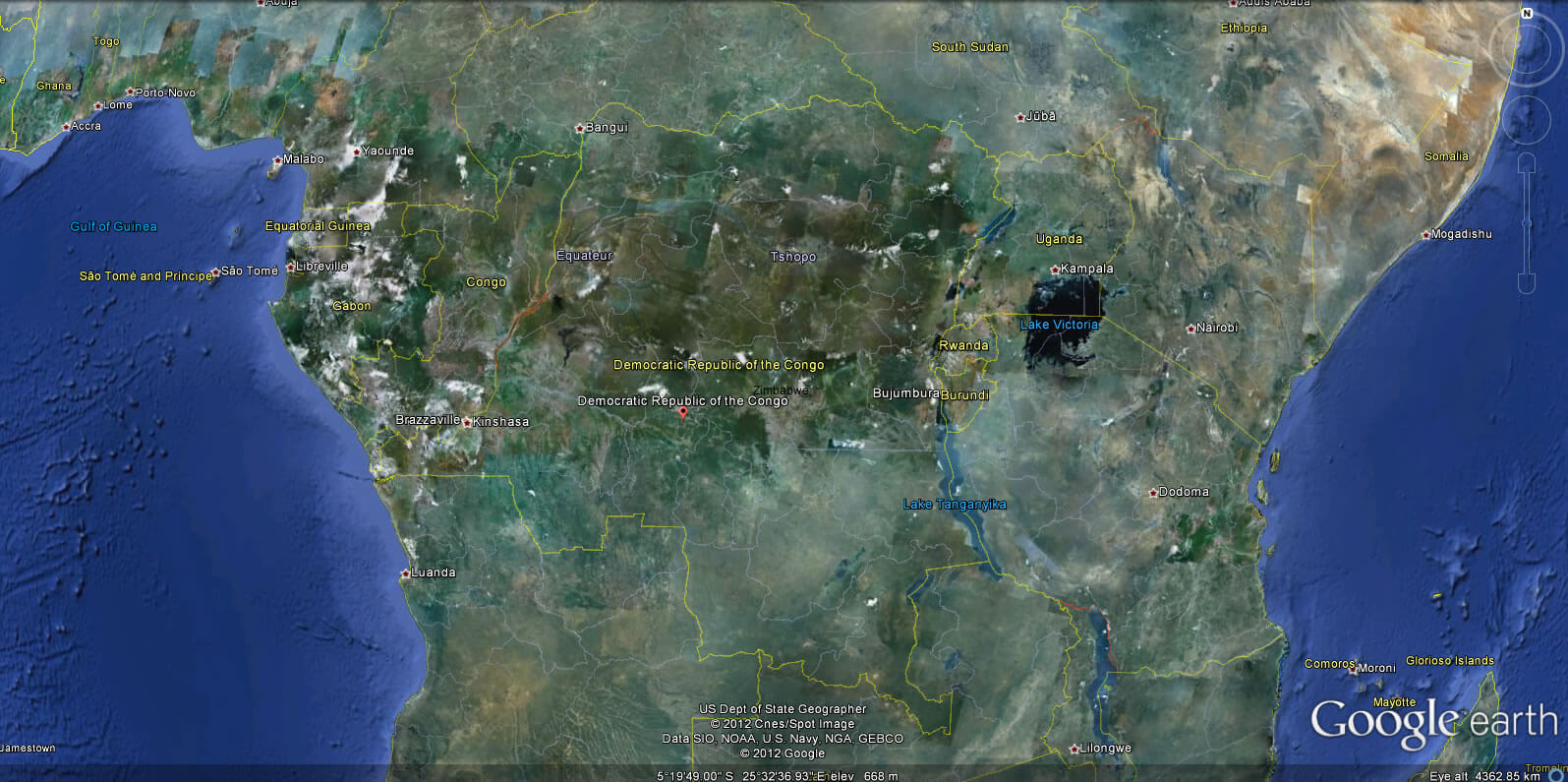 Democratic Republic Congo Map and Democratic Republic Congo Satellite ...