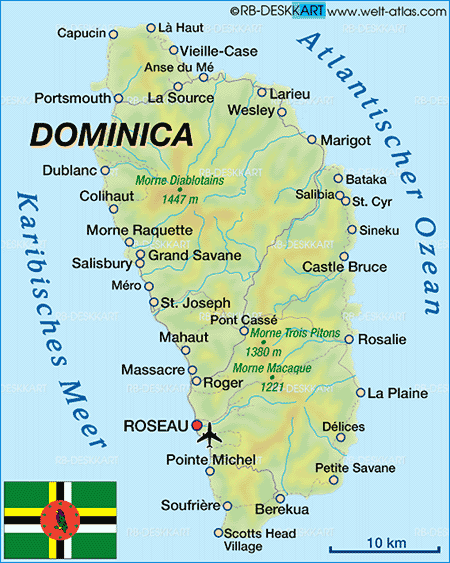 Dominica Map and Dominica Satellite Images