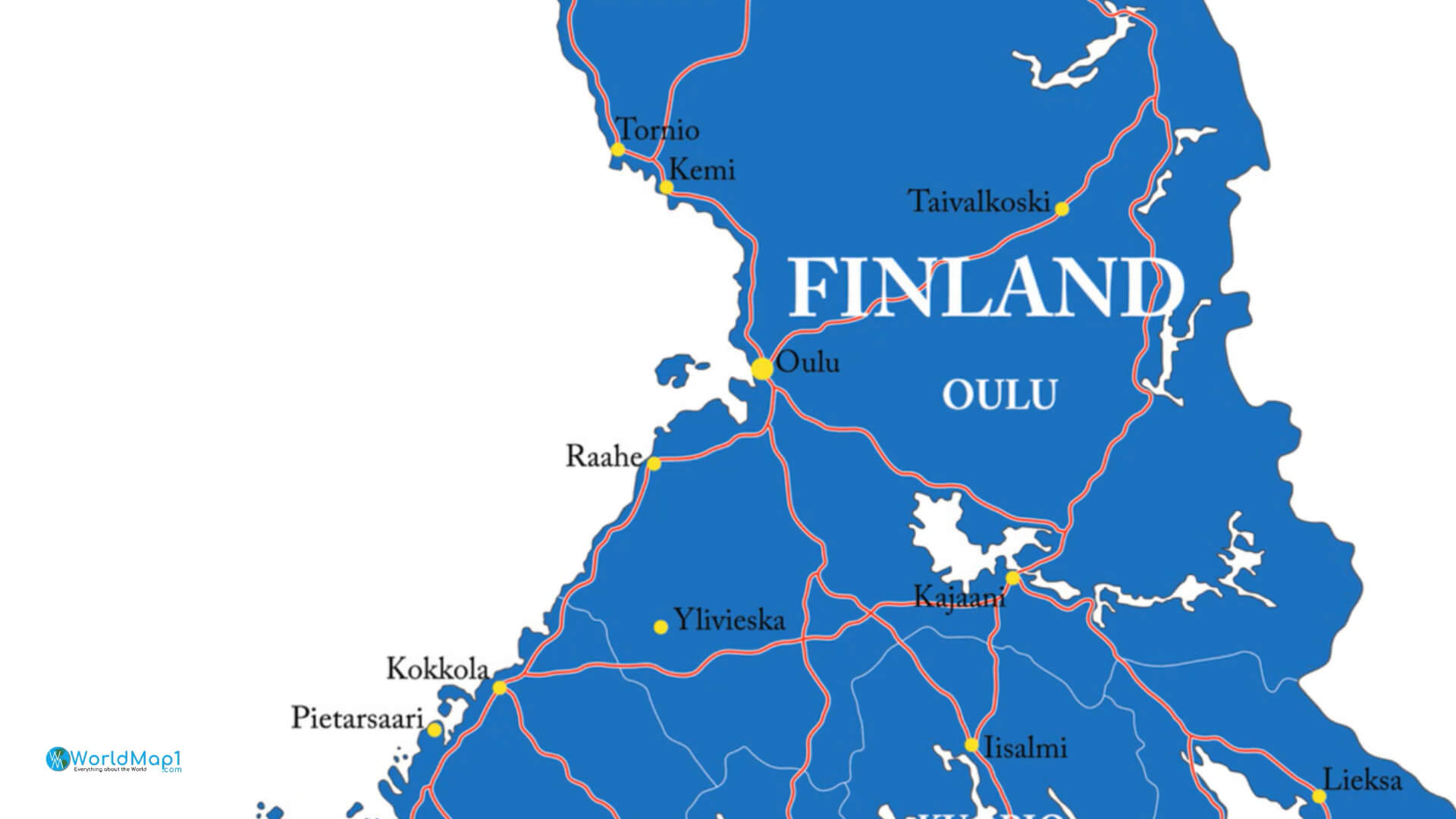 Finland Free Printable High Detailed Map with Russia Border