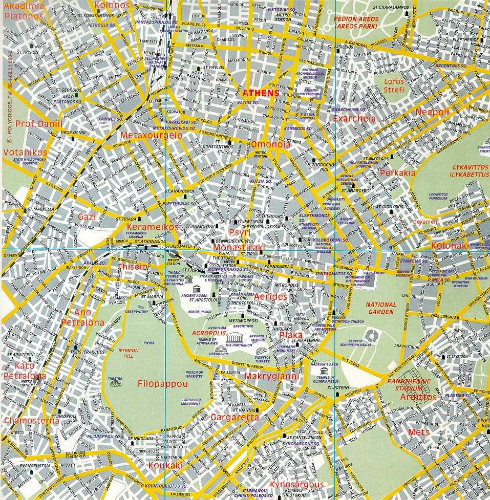 Athens Map and Athens Satellite Images