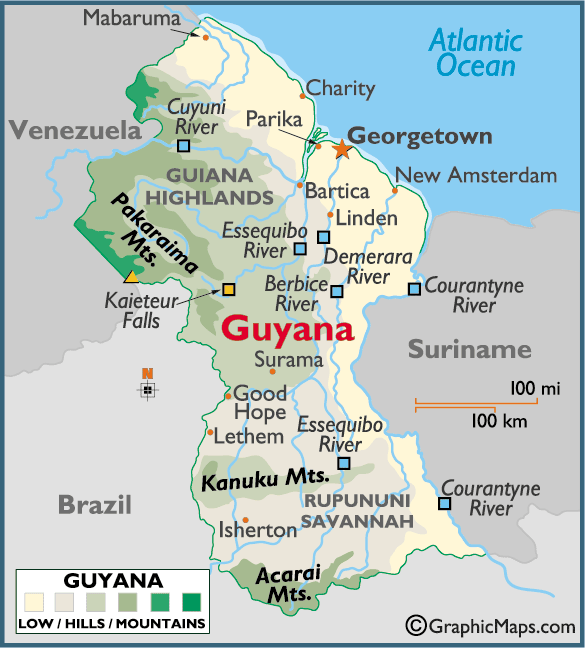 Guyana Map and Guyana Satellite Images