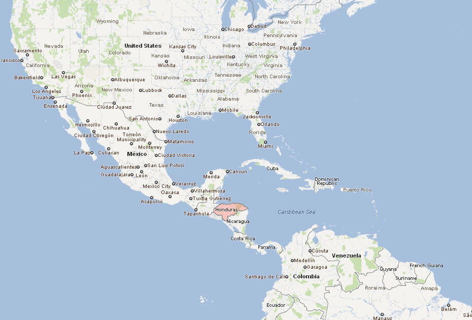 Honduras location and map