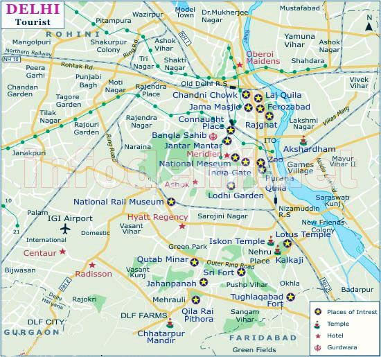 Delhi Map and Delhi Satellite Images