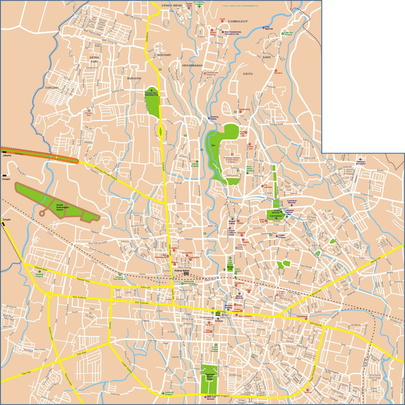 Bandung Map and Bandung Satellite Images
