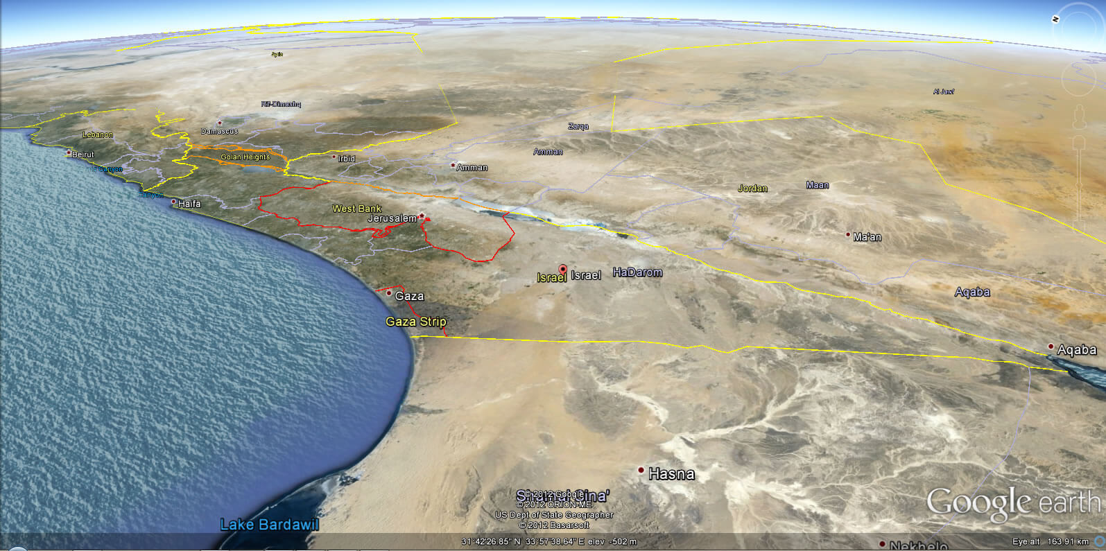israel Map and israel Satellite Image