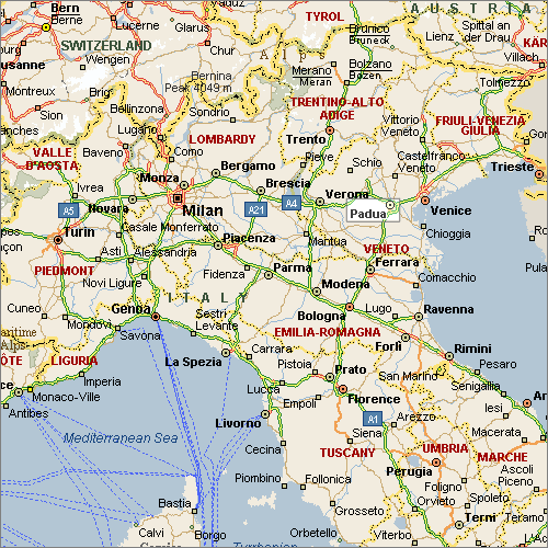 Milan Map and Milan Satellite Images