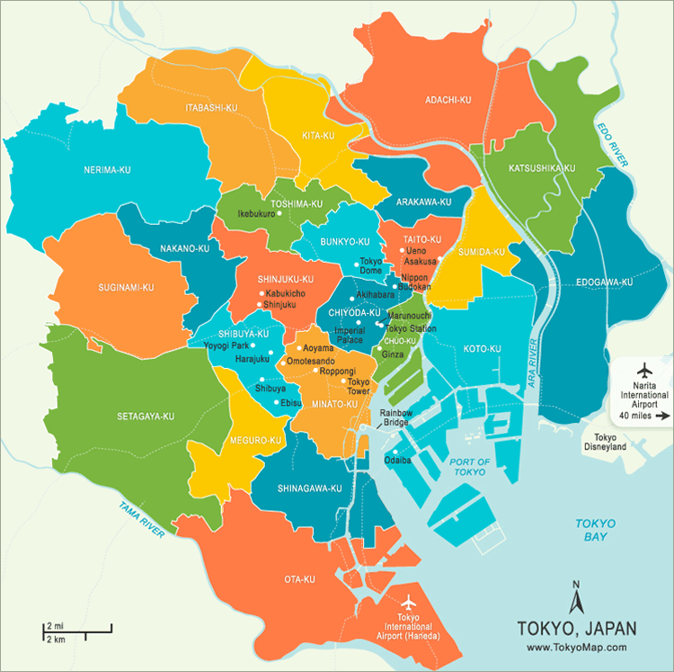 Tokyo Map and Tokyo Satellite Image