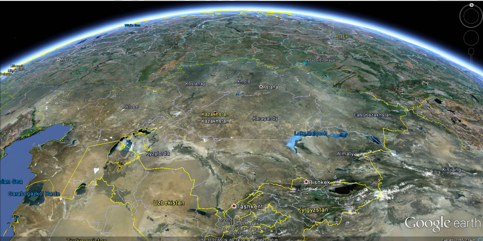 Kazakhstan Map and Kazakhstan Satellite Images