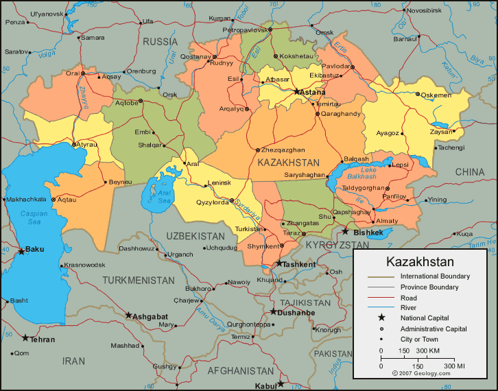 Kazakhstan Map and Kazakhstan Satellite Images