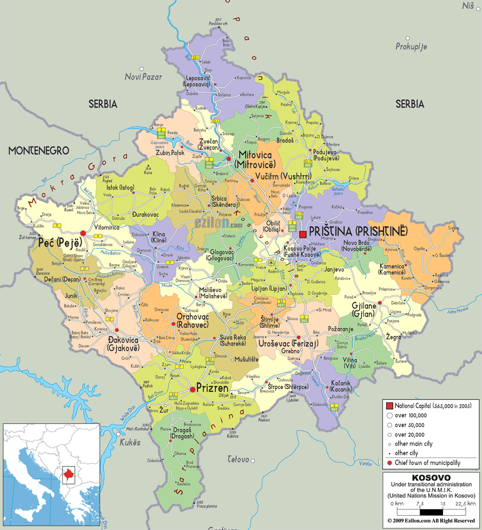 Peja Map - Kosovo
