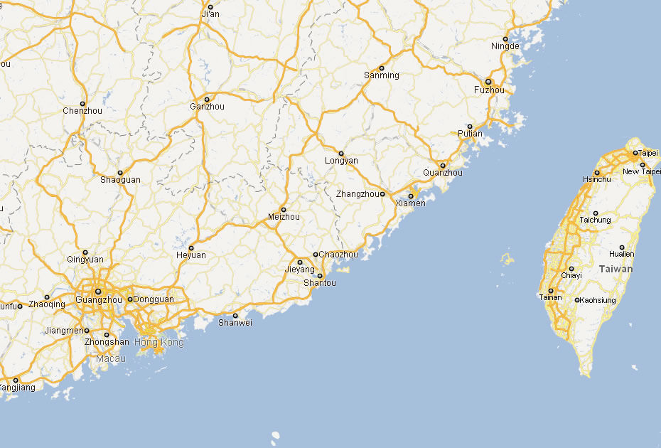 Map of Macao China Taiwan