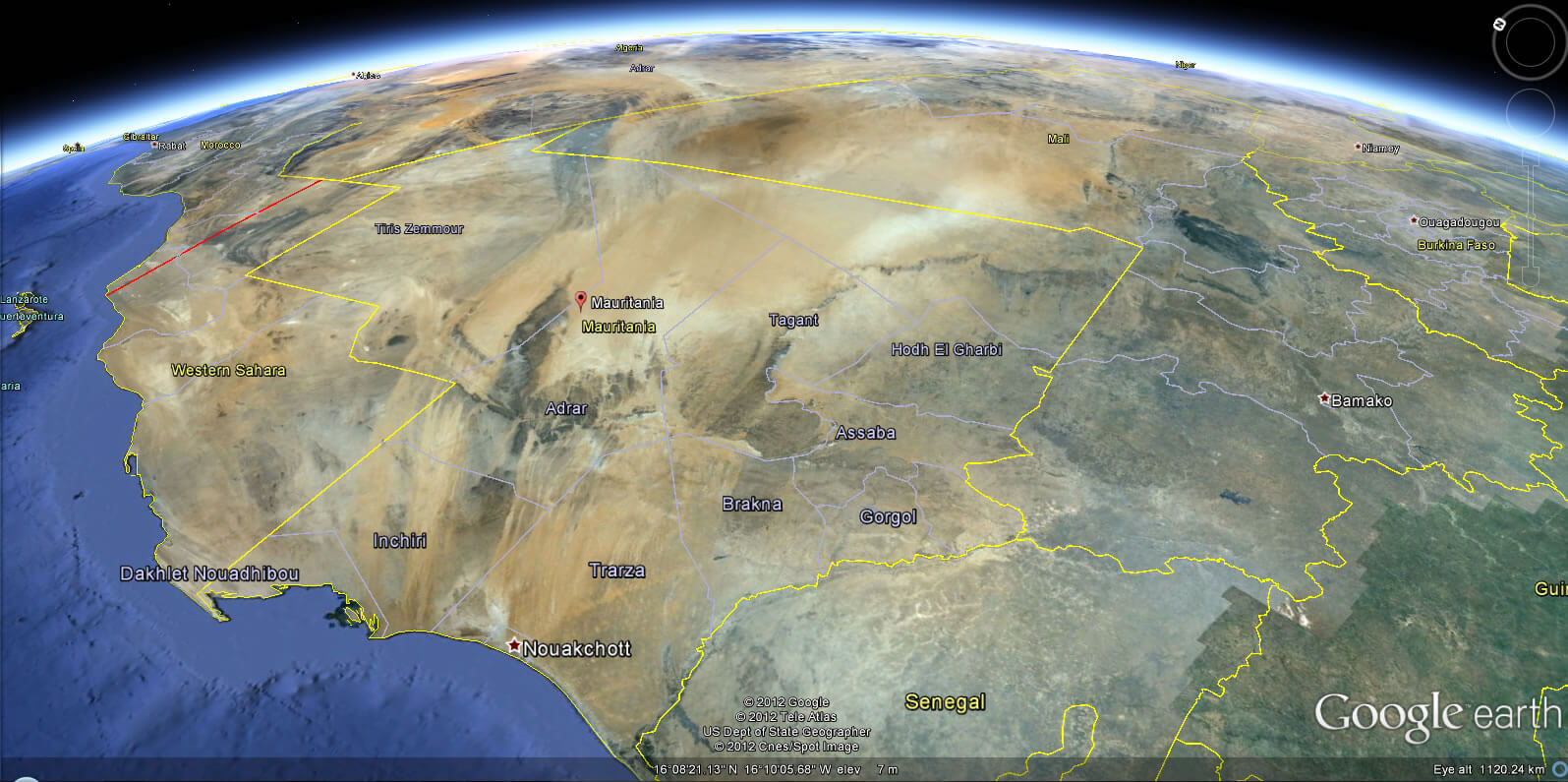 Mauritania Map and Mauritania Satellite Images