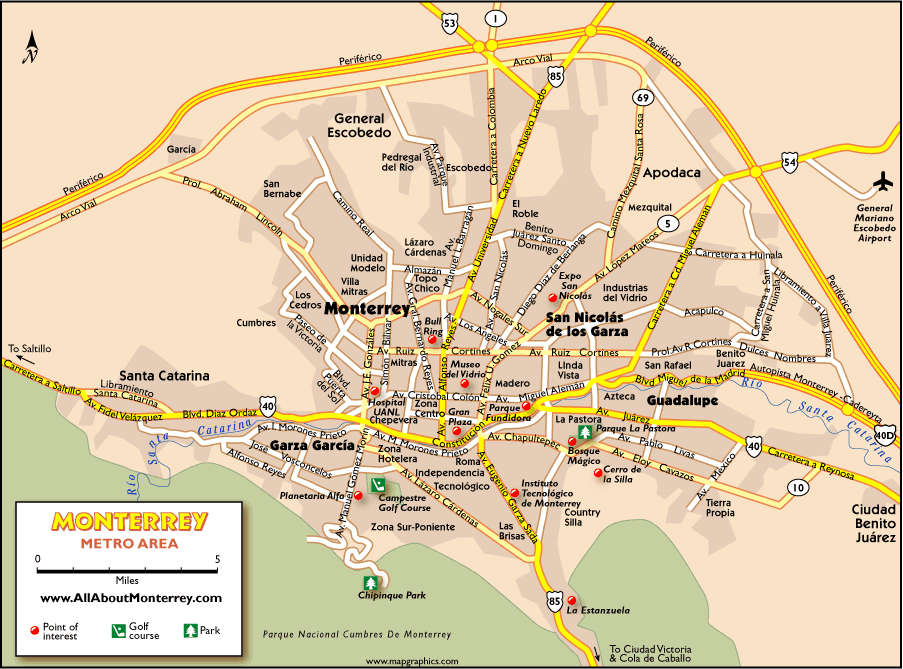 Monterrey Map and Monterrey Satellite Images