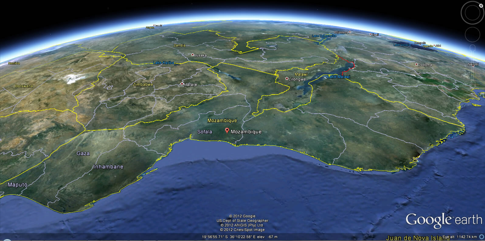Mozambique Map and Mozambique Satellite Image