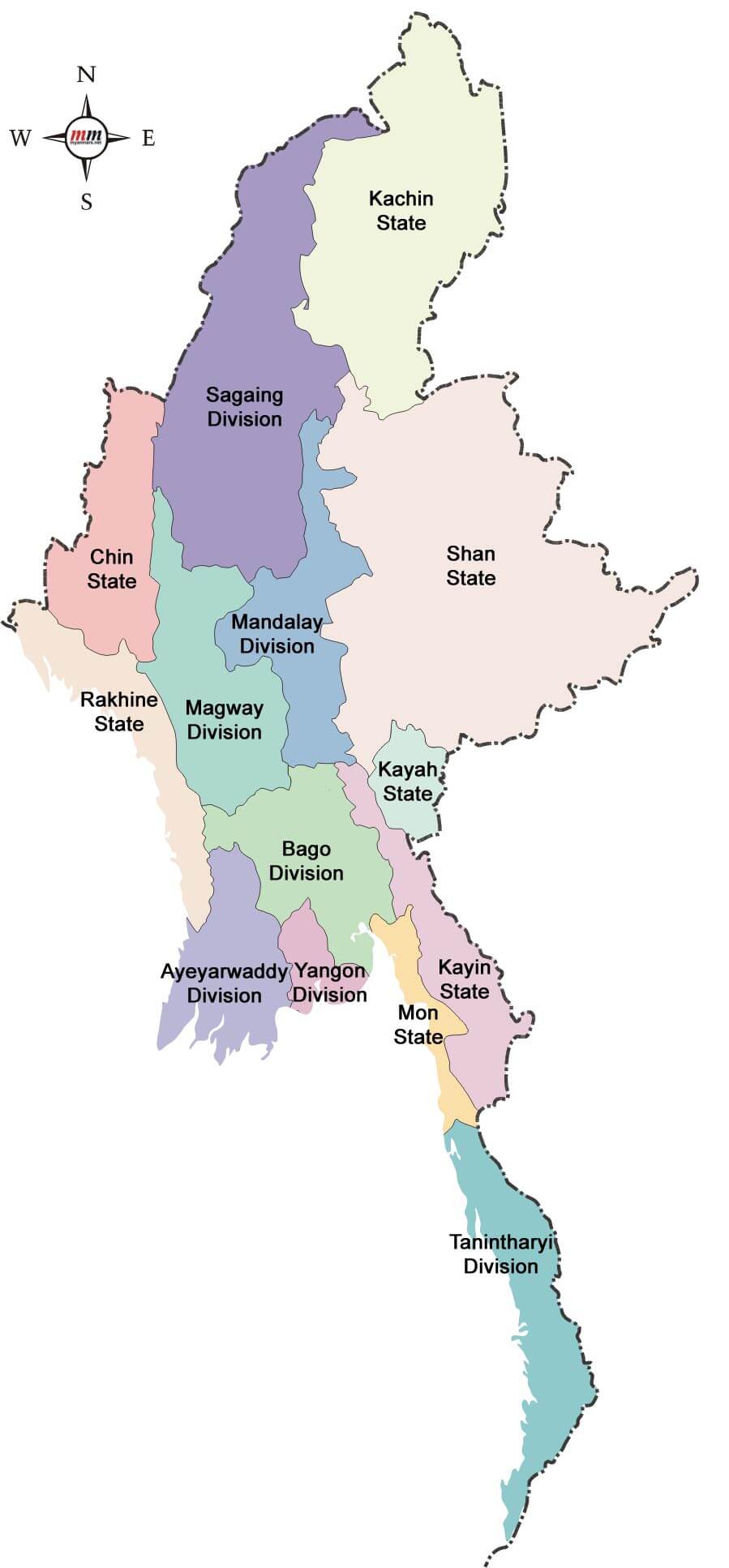Myanmar Map and Myanmar Satellite Images