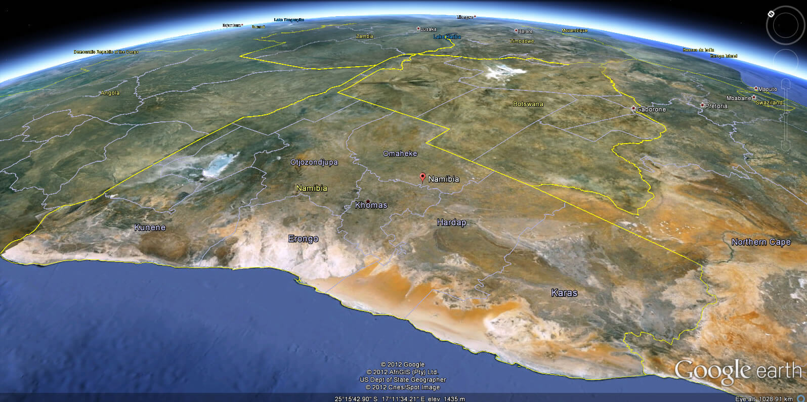 Namibia Map and Namibia Satellite Images