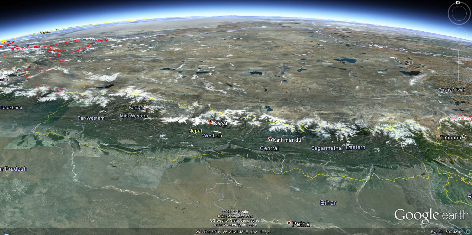 Nepal Map and Nepal Satellite Image