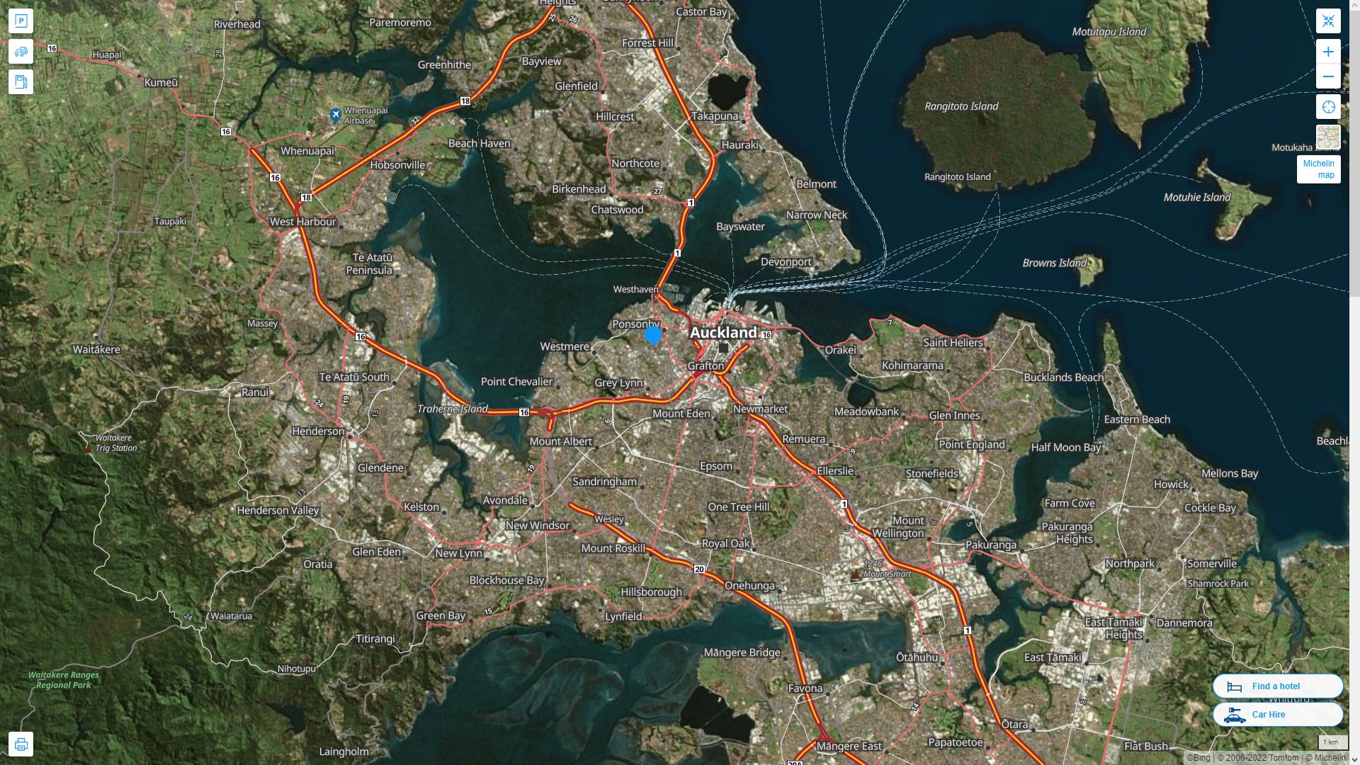 Auckland Map and Auckland Satellite Images