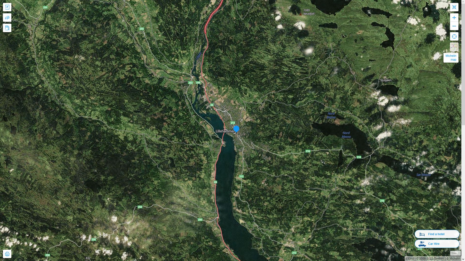 Lillehammer Map and Lillehammer Satellite Images