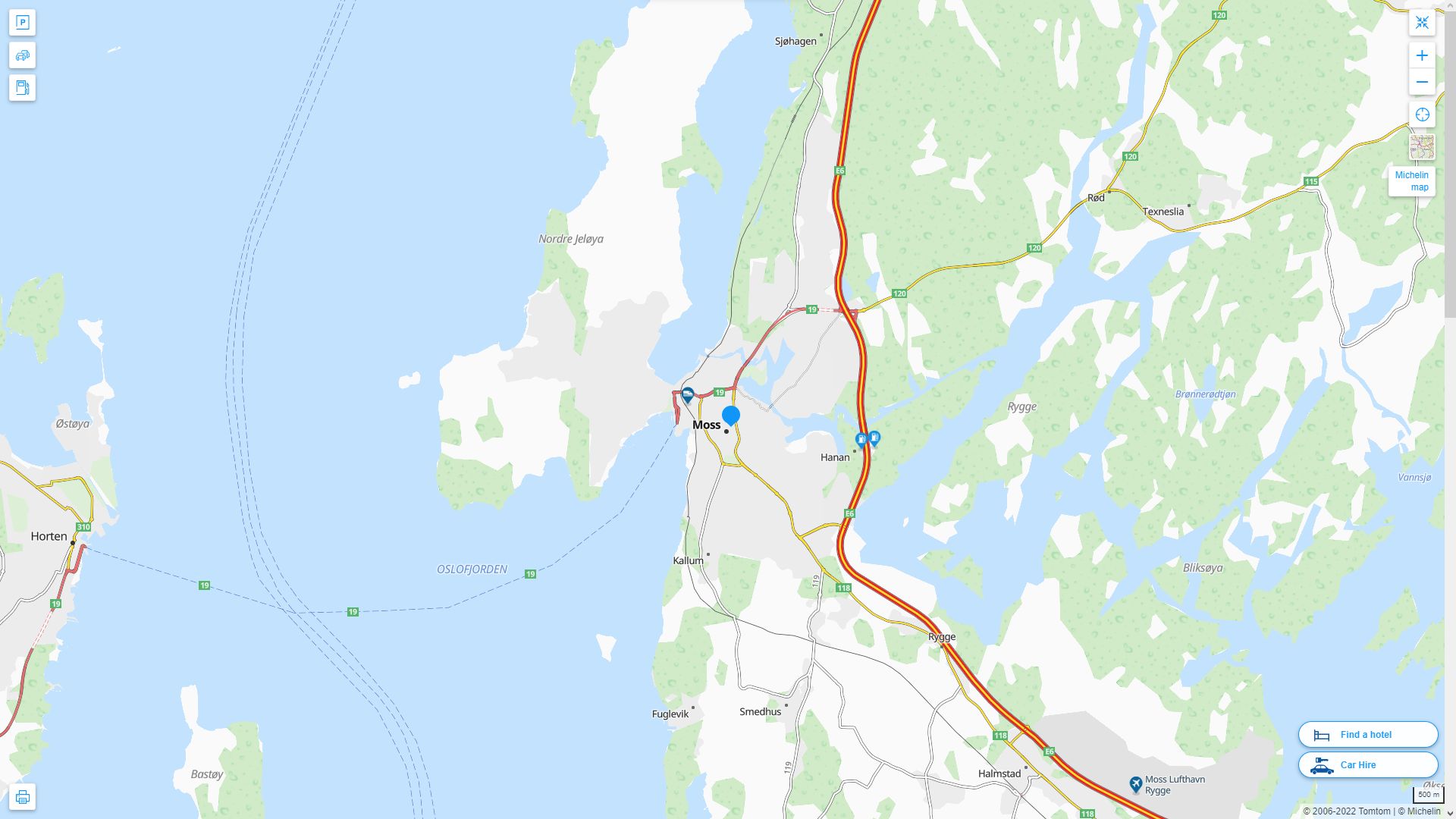 Moss Map and Moss Satellite Images