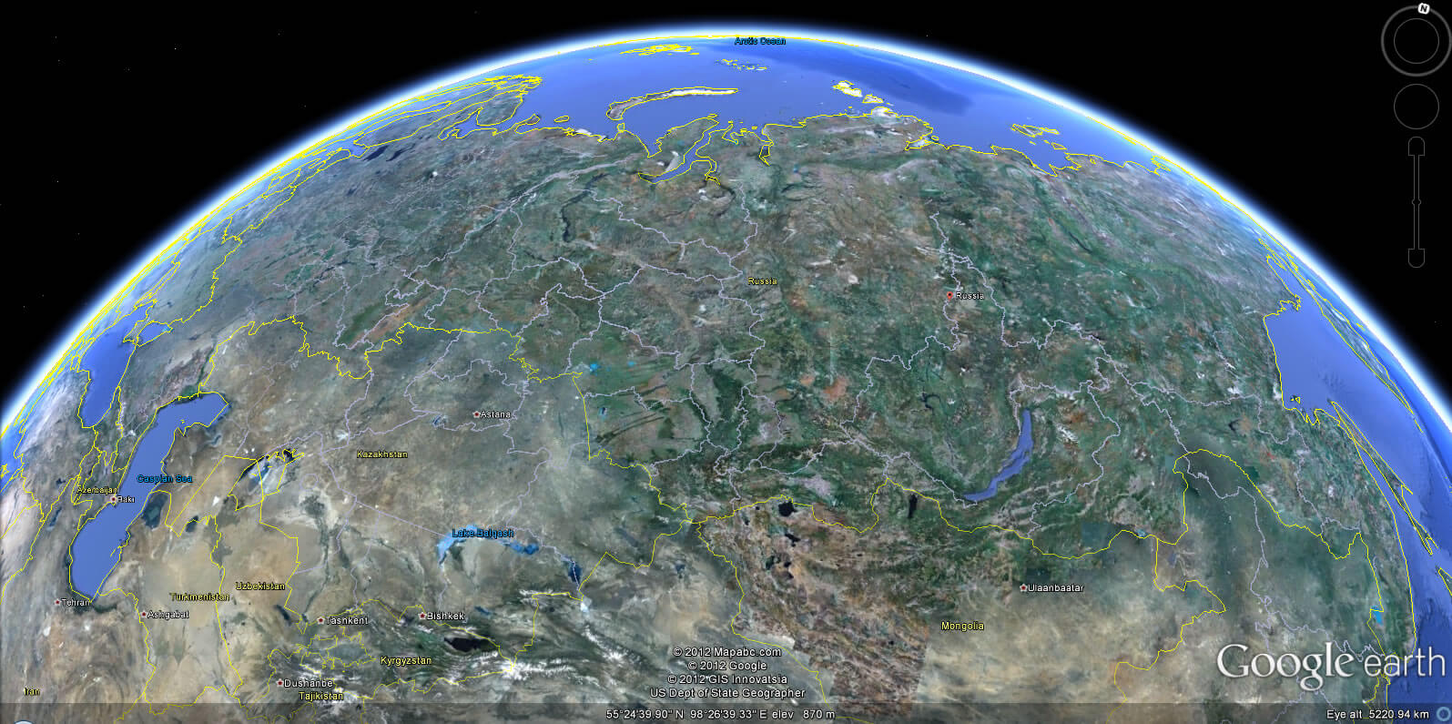 Russia Map and Russia Satellite Image