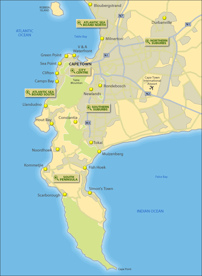 Cape Town Map and Cape Town Satellite Images