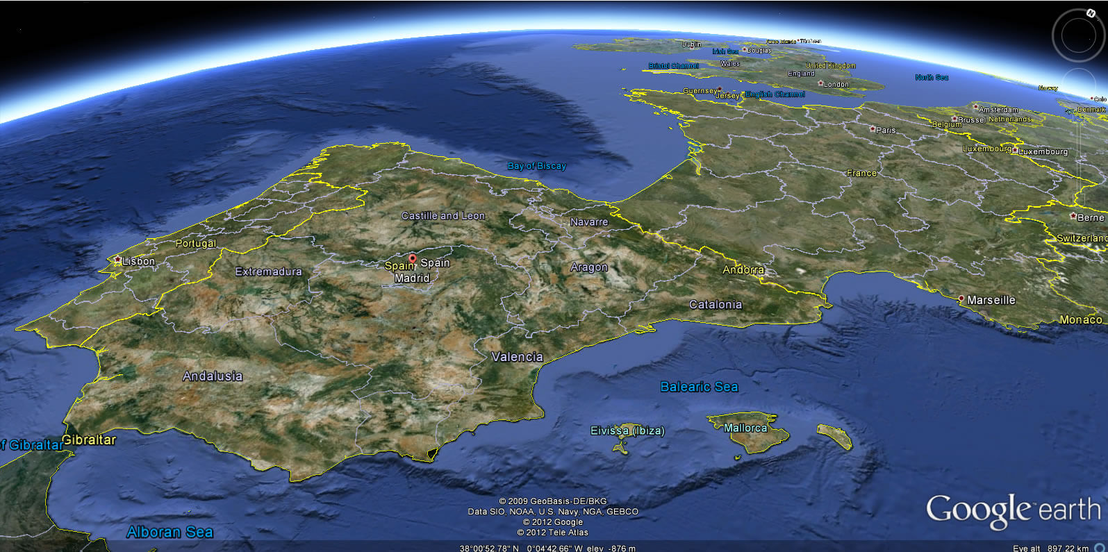 Spain Map and Spain Satellite Images