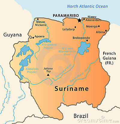Suriname Map and Suriname Satellite Images