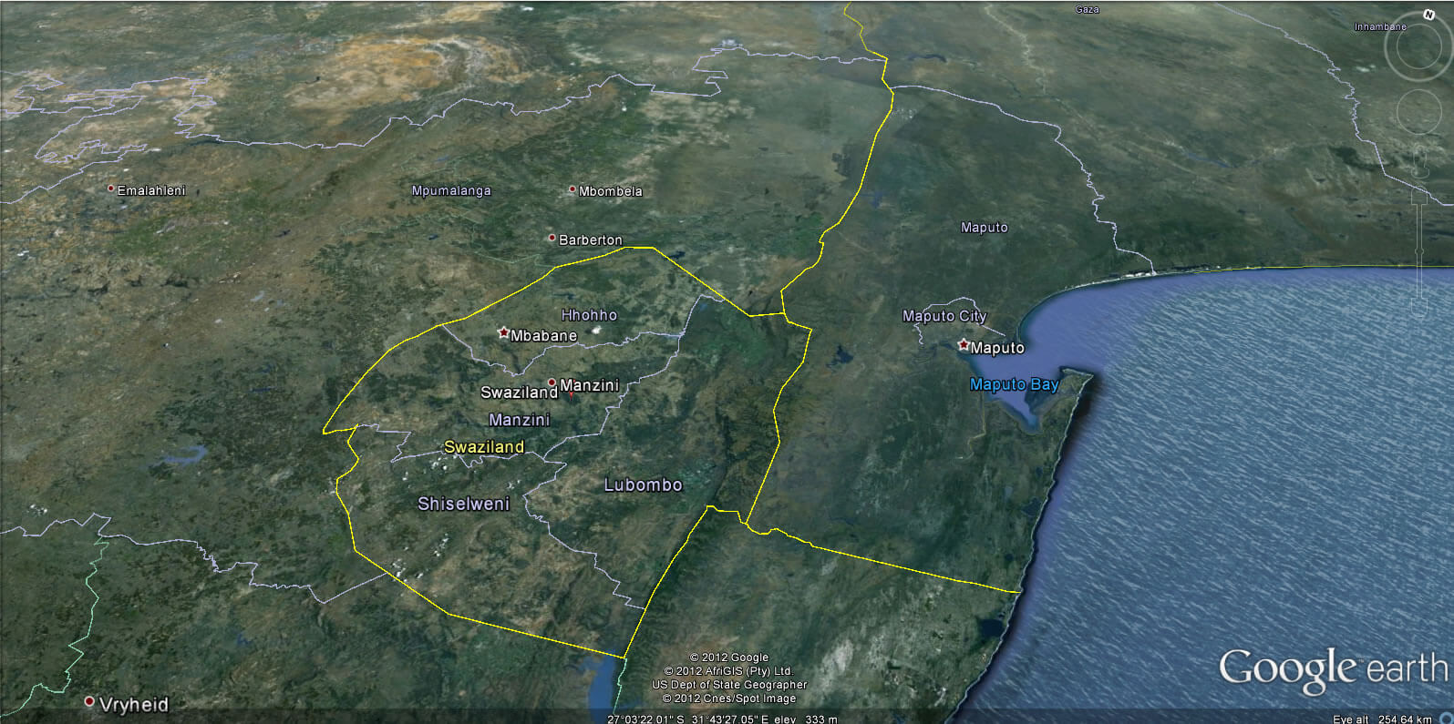 Swaziland Map and Swaziland Satellite Images