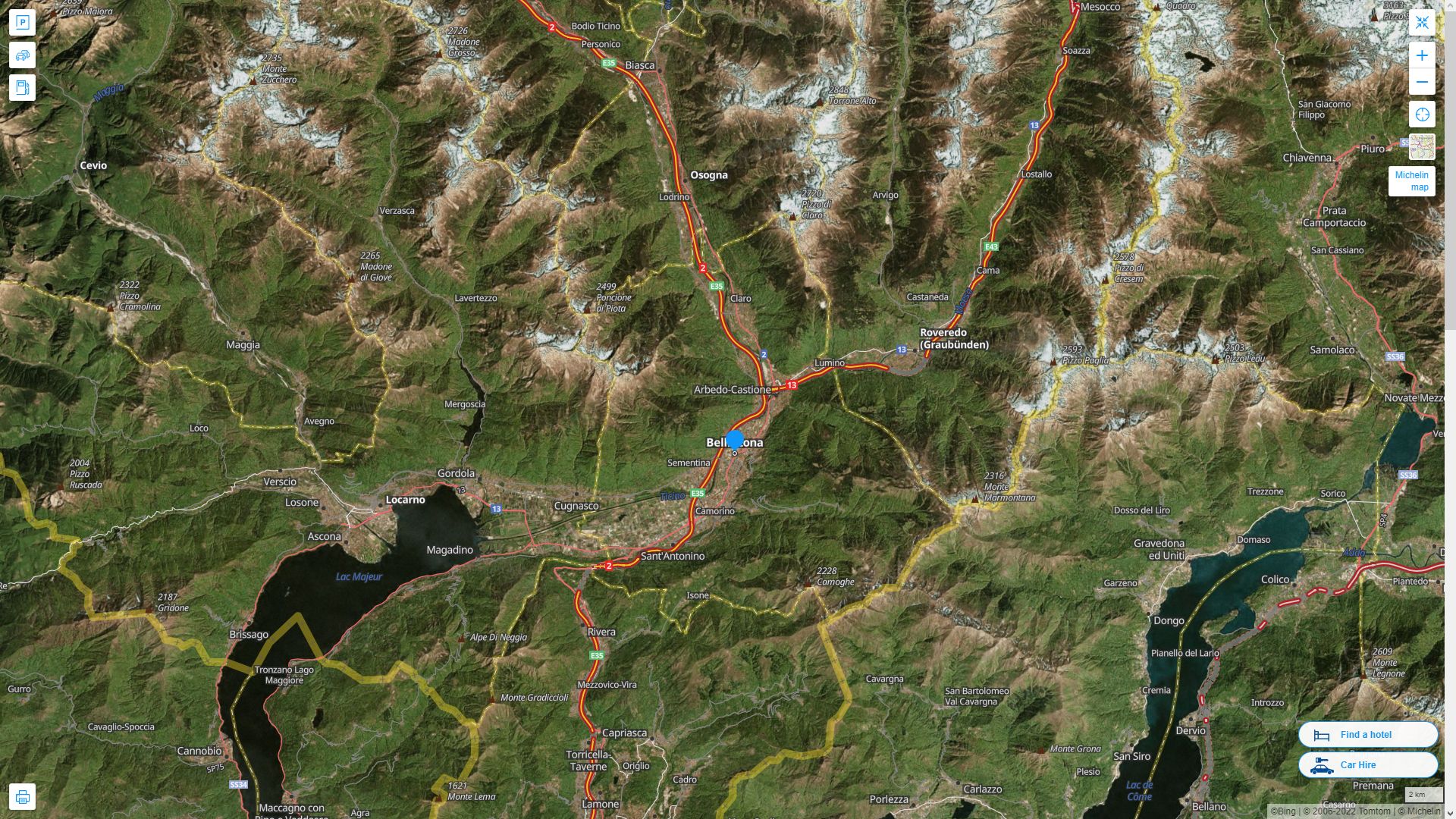 Bellinzona Map and Bellinzona Satellite Images