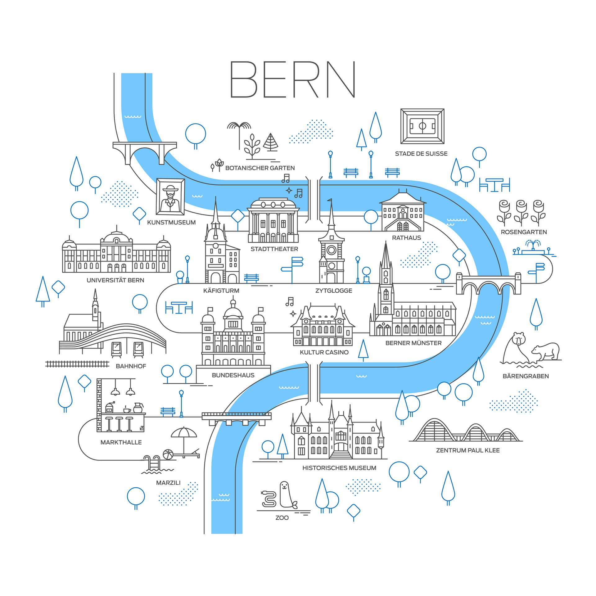 Bern Map and Bern Satellite Images