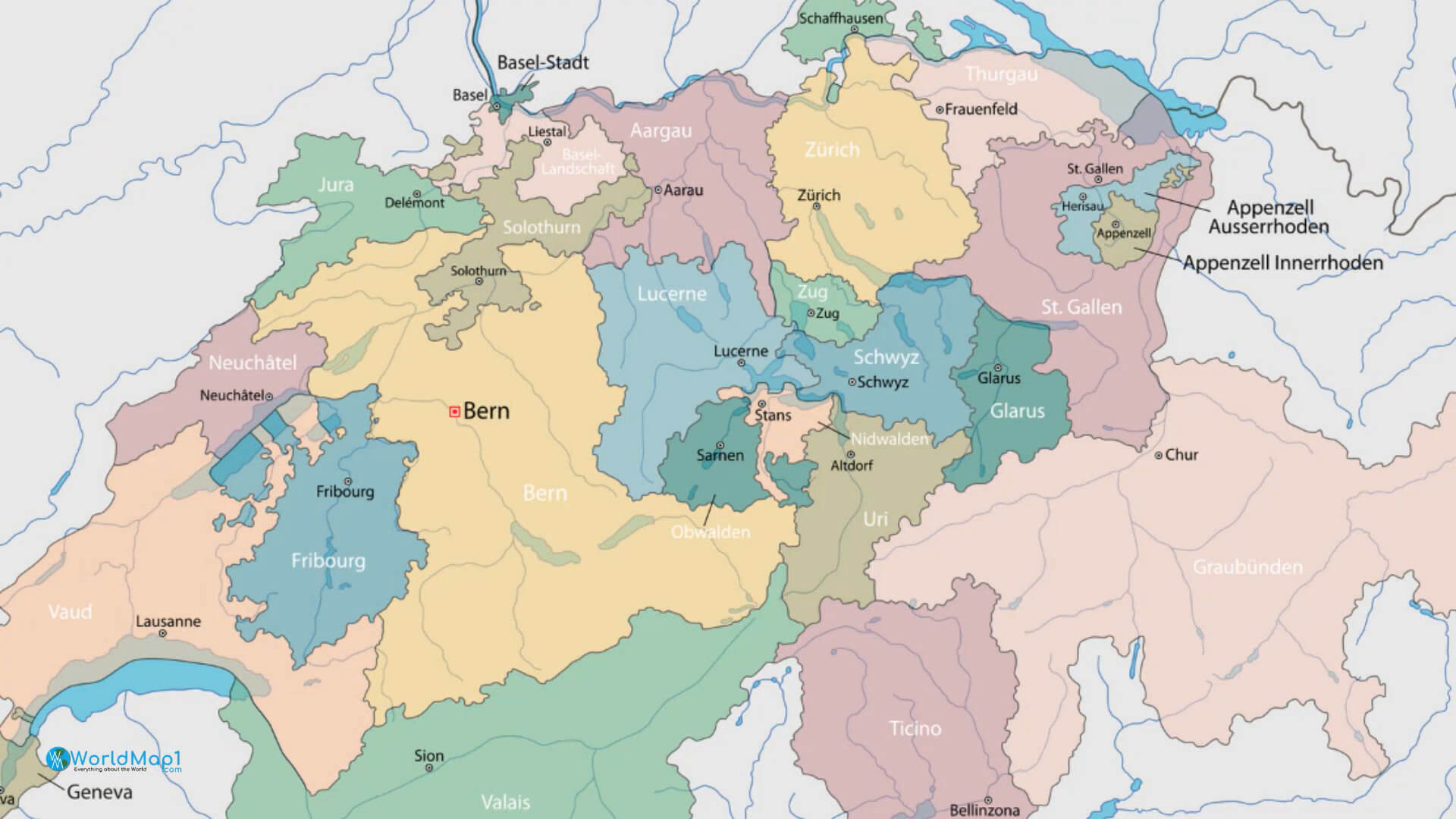 Switzerland Free Printable Map