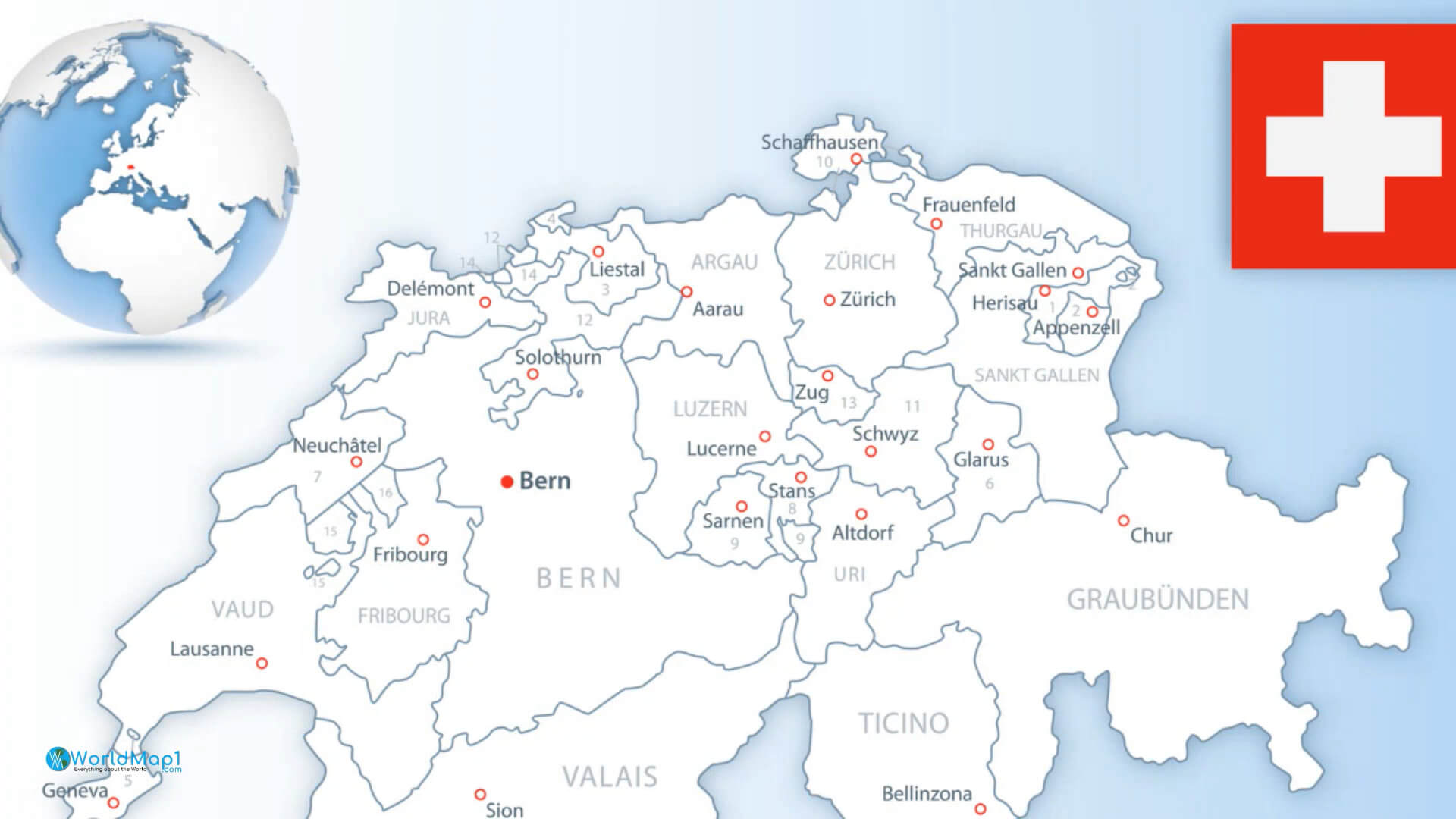 Switzerland Free Printable Map